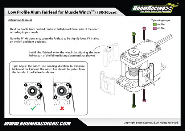 Boom Racing Aluminum Fairlead for Muscle Winch™ (1) Black – Greens Models